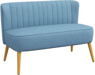 HOMCOM 2-Sitzer Stoffsofa Polstersofa Doppelsofa Retro-Look Sitzmöbel Loungesofa Holzrahmen Blau 117 x 56,5 x 77 cm - Homcom