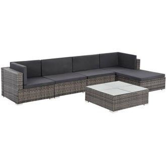 vidaXL Vidaxl - Salon de jardin 6 pcs avec coussins r&eacute;sine tress&eacute;e gris