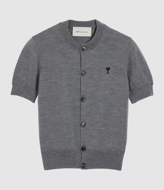 Ami Cardigan Ami De Coeur Gris Cendre Chine Noir