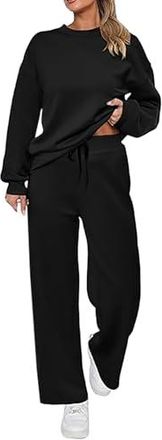 Generic Surv&ecirc;tement d&eacute;contract&eacute; pour femme - Sans capuche - Manches longues - Confortable - Sweatshirts et pantalons de jogging - Surv&ecirc;tement de sport - 2 pi&egrave;