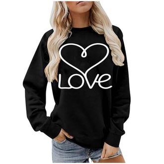 Generic Pull &agrave; capuche pour femme - Sweatshirt de Saint-Valentin - Imprim&eacute; coeur - T-shirt &agrave; manches longues d&eacute;contract&eacute; - Ample - Oversize - Manches longues 