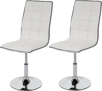 Hhg 2er-Set Esszimmerstuhl 834, Stuhl K&uuml;chenstuhl, Kunstleder MVG-zertifiziert wei&szlig;