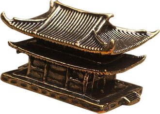 Hemobllo Vintage Messing Pagodenfigur Miniatur Zen Garten Dekoration Retro Pavillon Ornament f&uuml;r Wohnzimmer B&uuml;ro und Arbeitszimmer Asiatische Deko Haus Kunstob