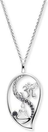 Engelsrufer ERN-YIYADROP-19-ZI Collier pour femme en argent sterling avec pendentif en forme de goutte Yin Yang - serti de pierres de zircone - Réglable en trois 