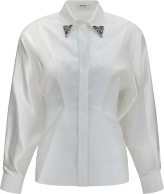 Versace Besticktes Baumwoll-Popeline-Hemd - - Blouses & Shirts - Damen - Wei&szlig; - M