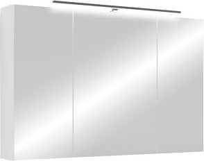 Byliving Spiegelschrank Spree/Korpus matt weiß mit Spiegeltüren/Hängeschrank mit Soft-Close-Funktion/Inklusive LED-Beleuchtung/Badschrank mit Stecker- und Scha