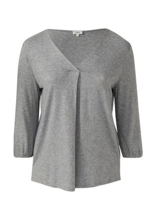 s.Oliver 3/4-Arm-Shirt T-Shirt Meliertes Shirt mit V-Ausschnitt und elastischen &Auml;rmel-B&uuml;ndchen