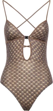 Missoni Femme, Maillots de bain, Brun, Taille: 40 FR Maillot de bain une pi&egrave;ce d&eacute;coup&eacute;