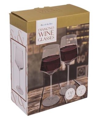 Out of the Blue Diamond Lot de 2 verres &agrave; vin, env. 430 ml, env. 23,5 x 8 cm, dans un emballage cadeau
