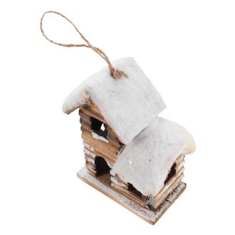 TOPBATHY LED Holz Weihnachten Haus Mini Winterdorf mit Schneeeffekt Warmes Licht Rustikale Winterdekoration f&uuml;r Tischmittelst&uuml;cke und Weihnachtsbaum Anh&auml;nger