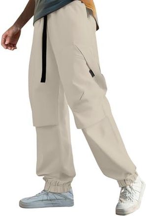 Generic Pantalon de randonn&eacute;e pour homme avec plusieurs poches pour le trekking, pantalon durable avec cordon de serrage &agrave; la taille, kaki, XXL