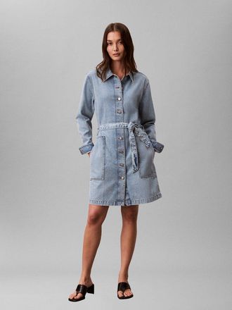 Calvin Klein Jeans Jeanskleid BELTED DENIM MINI DRESS COASTAL Regular Fit, durchgehende Knopfleiste und G&uuml;rtel