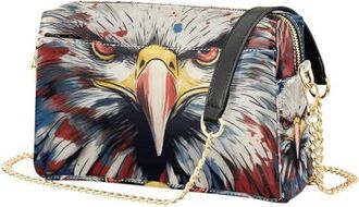 Mnsruu Sacs à bandoulière pour femme, motif drapeau américain, aigle, peinture en cuir, sac à main