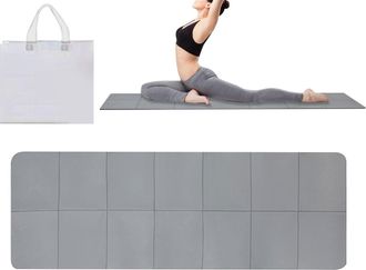 Generic Faltbare Yogamatte - verdicktes Fitness-Pad, tragbar, zusammenklappbar, leicht, mit Aufbewahrungstasche, bequeme Unterstützung für Reisen im Freien