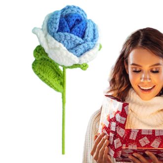 Generic Gestrickte Rose, gehäkelte Rose | Romantische Kunstrose für San | Wohndeko aus weicher Wolle handgestrickt mit Rosen für Schlafzimmer, Abendessen bei 