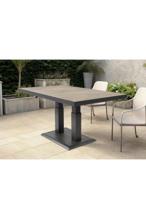 ambia GARDEN Gartentisch, Anthrazit, Schiefer, Metall, Keramik, rechteckig, eckig, 85x50-72x140 cm, höhenverstellbar, Gartenmöbel, Gartentische, Gartentische