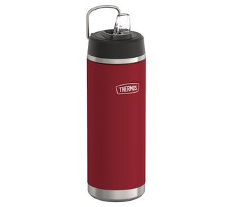 Thermos ICON Isoliertrinkflasche mit Strohhalm 0,71l, berry mat, rot, 12h kalt, Trinkflasche aus Edelstahl, Thermosflasche spülmaschinenfest, BPA-frei