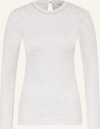 Brunello Cucinelli Brunello Cucinelli Longsleeve Mit Schmuckperlen grau