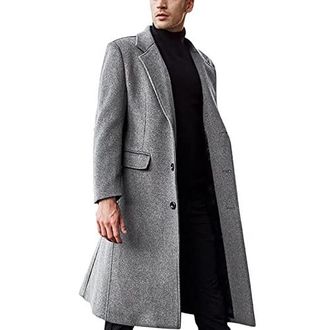 Generic Manteau dhiver pour homme - Long et chaud - Manteau dhiver - Transition paon - Élégant - Longueur moyenne - Classique - Avec col encoché - Une rangée 