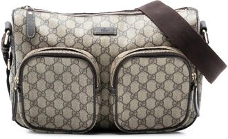 Gucci Hobo Bags - GG Supreme Double Pocket Crossbody - Gr. unisize - in Braun - f&uuml;r Damen