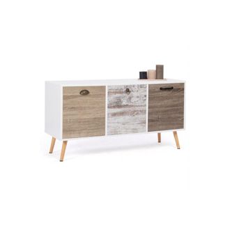 IDMarket Skandinavisches niedriges Sideboard 113 cm bahia 3 T&uuml;ren