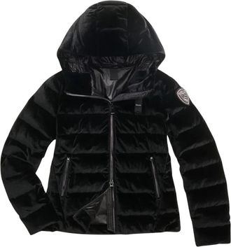Blauer Velly Gl&auml;nzende Samt Daunenjacke - - Jackets - Damen - Schwarzk - M