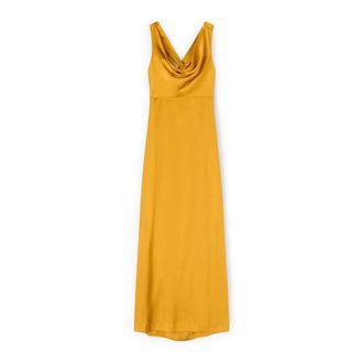 Motivi Langes- drapiertes Satin-Kleid - - Dresses - Damen - Gelb - 2XL