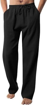 Generic Pantalon d&eacute;contract&eacute; en coton pour homme, pantalon de plage, pantalon de yoga, pantalon de jogging &eacute;lastique avec cordon de serrage, pantalon de surv&ecirc;