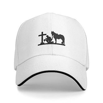 Generic Casquettes Un Cow-Boy Agenouillé Devant La Croix Casquette Classique Chapeau Réglable pour Course À Pied Été Femme