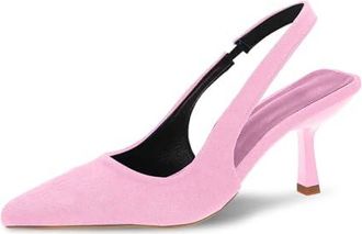 Generic Escarpins Femmes Pieds Larges Talon Chaussures habillées Talons Hauts Mode Casual bout rond Slingback Cuir Souple pour Mariages et Fêtes