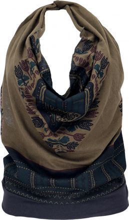 Guru Shop Goa Top, Dashiki Psytrance Neckholder Top - Olive, Damen, Baumwolle, Size:M/L (38/40)