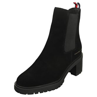 Tommy Hilfiger Damen Outdoor Chelsea MID Heel Boot 619 FW0FW06619 Mittelhohe Stiefel, Schwarz (Black), 41 EU