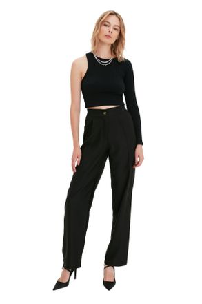 Trendyol Damen Schwarze Geräumige Hose Groß Pants Chino, Schwarz, 38