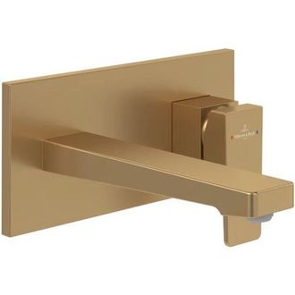 Villeroy & Boch Mitigeur lavabo mural VILLEROY ET BOCH Architectura Square avec vidage Push Open Brushed Gold