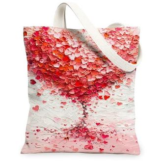 Generic Sacs fourre-tout en toile motif floral romantique, sacs d&eacute;picerie r&eacute;utilisables, l&eacute;gers et lavables en toile pour, p&ecirc;che, 13x15 Inch