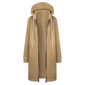 Generic Sweat &agrave; capuche surdimensionn&eacute; en polaire &agrave; fermeture &eacute;clair pour femme - Tunique longue &agrave; manches longues, kaki, 3XL