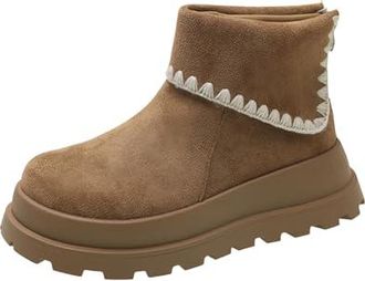 Generic Bottines pour femme - Coupe large - Style d&eacute;contract&eacute; - &Eacute;l&eacute;gantes - Bout rond - Semelle &eacute;paisse - Fermeture &eacute;clair dans le dos - Confortables et chaud