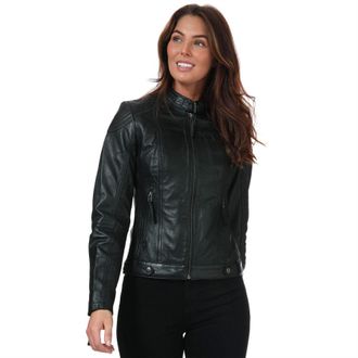 Elle Jacke f&uuml;r Damen, Leder (Schwarz)
