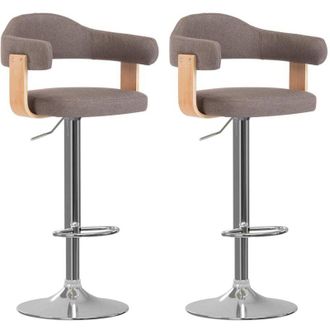 vidaXL Vidaxl - Tabourets de bar lot de 2 taupe bois courb&eacute; et tissu