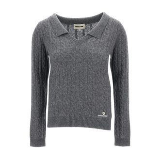 Shushu/Tong Pullover mit V-Ausschnitt und Zopfmuster - - Knitwear - Damen - Grau - XS