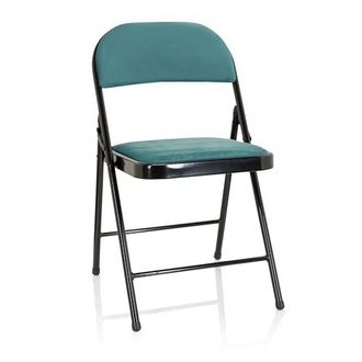 hjh OFFICE 803012 Chaise Pliante rembourr&eacute;e TUDELA I Velours Turquoise Chaise Visiteur Pliante, Charge maximale 130kg