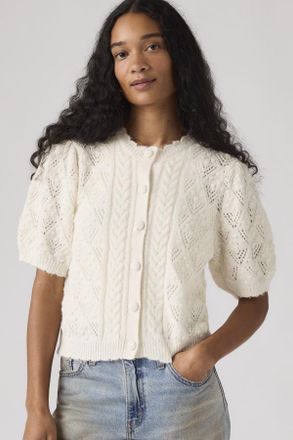 Levi's Pauline Pointelle-Cardigan mit kurzen &Auml;rmeln - Damen - Wei&szlig; / Wei&szlig;