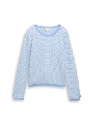 Tom Tailor Damen 1049718 Strickpullover mit Struktur, 39458-Light Blue Bubble Structure, XXL
