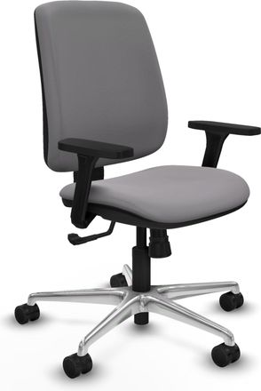 Piqueras y Crespo Hocharbeitsstuhl Alares mit 3D-Armlehnen, ausgestattet mit 4 Positionen und injiziertem Schaum. Mit Rollen von 65 mm Nylon, Grau