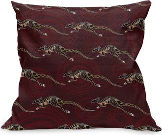 Abakuhaus Aboriginal Kissenbezug, Zentangle Art-Känguru-Motiv auf Kreis-Hintergrund drucken, Kissenhülle mit Reißverschluss Beidseitiger Druck, 45 x 45 cm, Dunk