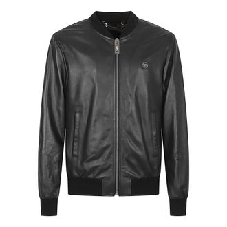 Philipp Plein Homme, Vestes, Noir, Taille: M Billy Leather Bomber Jacket