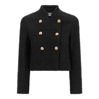 Balmain Kurz geschnittene Tweed-Jacke im Double-Breasted-Stil - - Jackets - Damen - Schwarzk - M