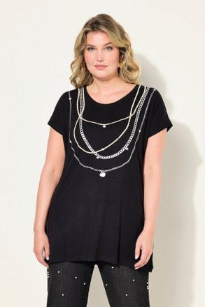 Miamoda T-Shirt T-Shirt A-Linie Perlenketten-Druck Halbarm