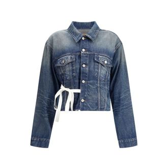 Maison Margiela Denimjacke mit Knotenbandapplikation - - Jackets - Damen - Blau - S