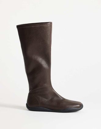 Topshop Luca botte sportive hauteur genou marron chocolat